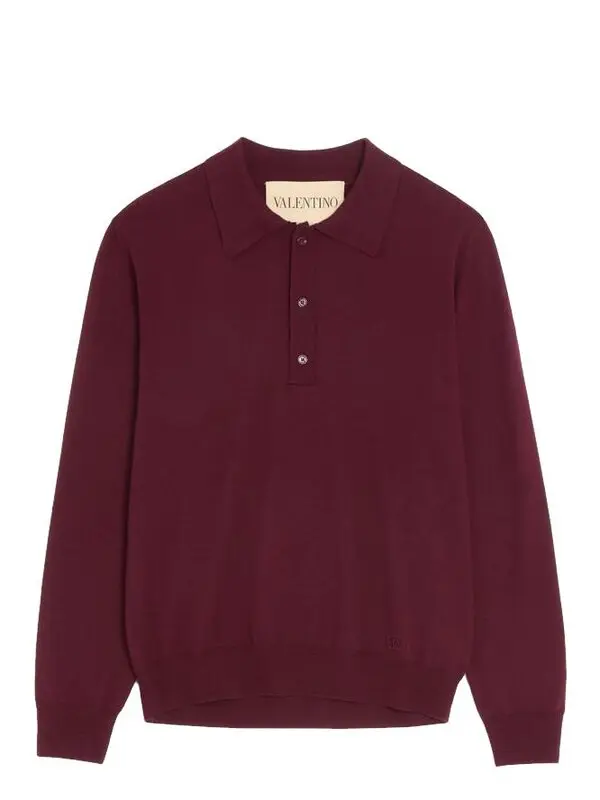 Valentino Garavani Wool Polo With Vlogo Embroidery - Maroon