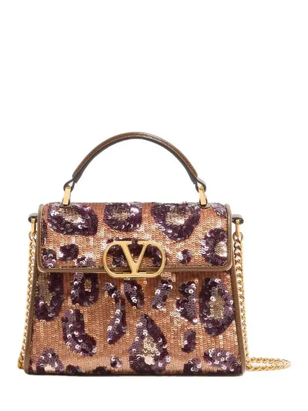 Valentino Garavani Vsling Mini Embroidered Animalier Handbag - Brown/multicolour