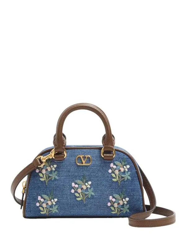 Valentino Garavani Vlogo Signature Mini Top-handle Bag - Denim
