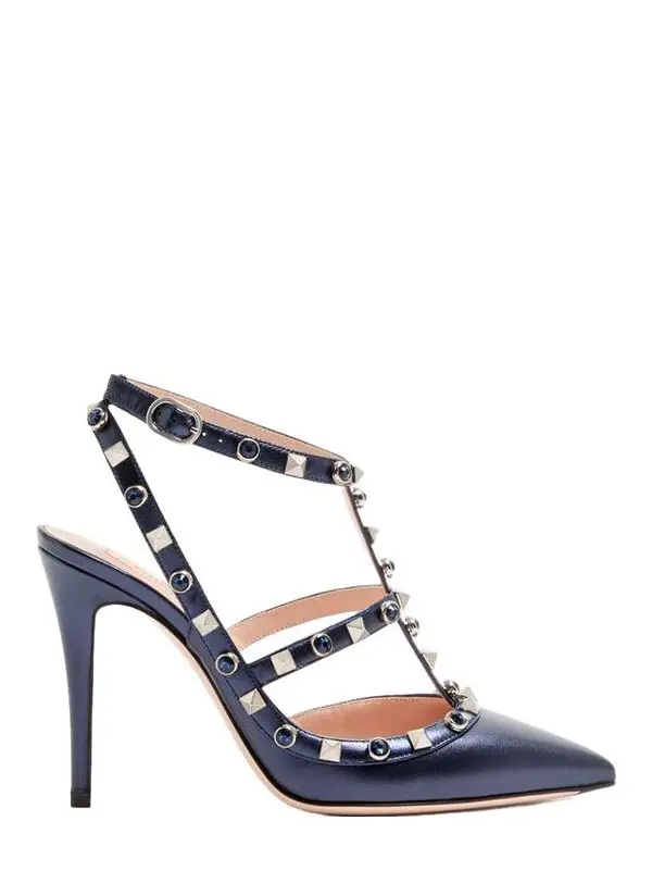 Valentino Garavani Rockstud Laminated Nappa Leather Pumps - Navy