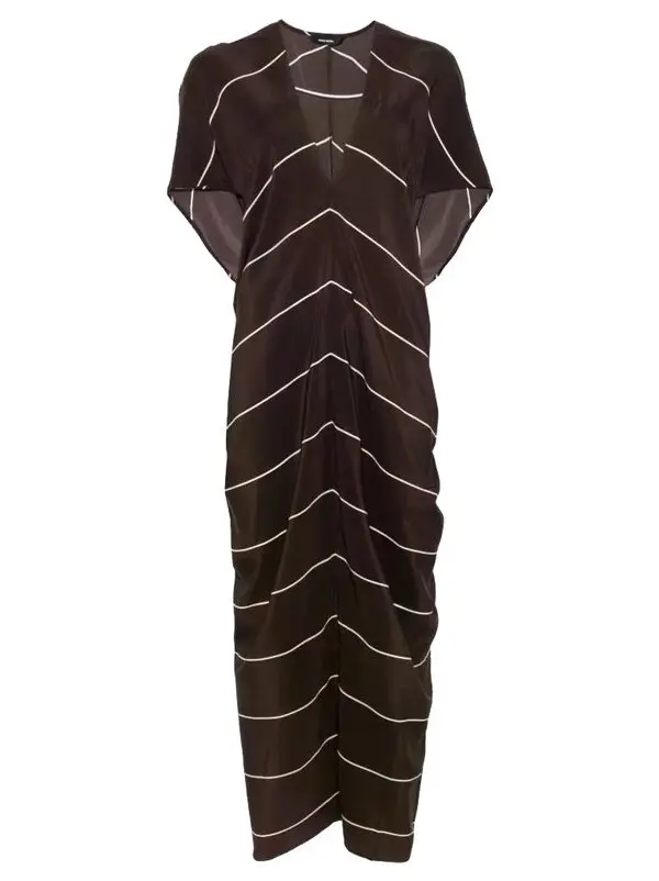 Bondi Born Striped V-neck Midi Dress - Brown