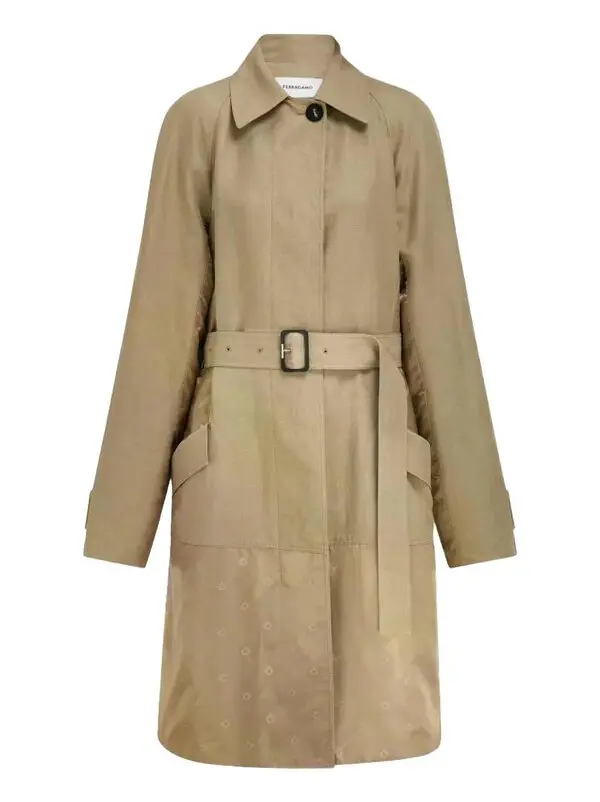 FERRAGAMO Duster Coat With Satin Inserts - Neutrals