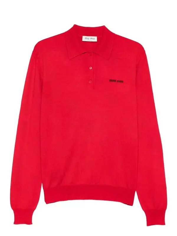 Miu Miu Logo-intarsia Polo Shirt - Red