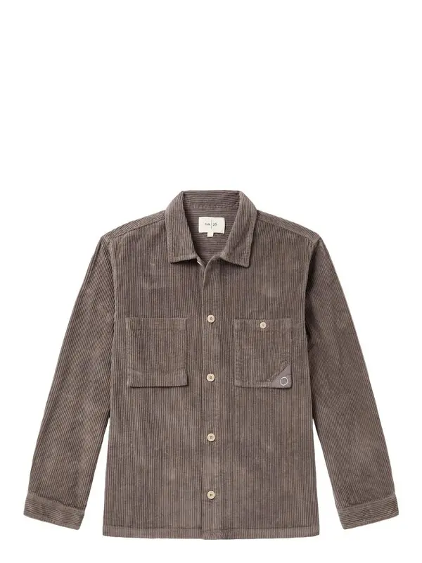 Folk Anniversary Patch Cotton-corduroy Overshirt - Brown