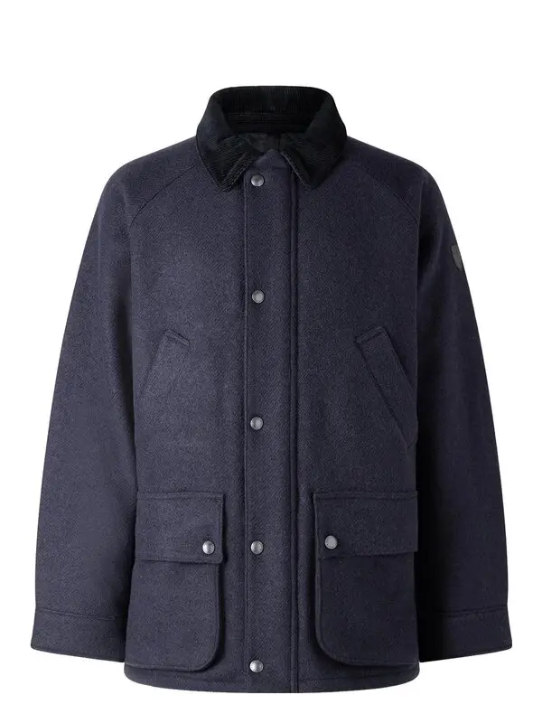 Polo Ralph Lauren Logo-appliquéd Wool-twill Jacket With Corduroy Trim - Blue