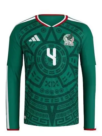 Adidas Mexico 2026 Home Authentic Long Sleeve Jersey - Bold Green Soccr/mxs