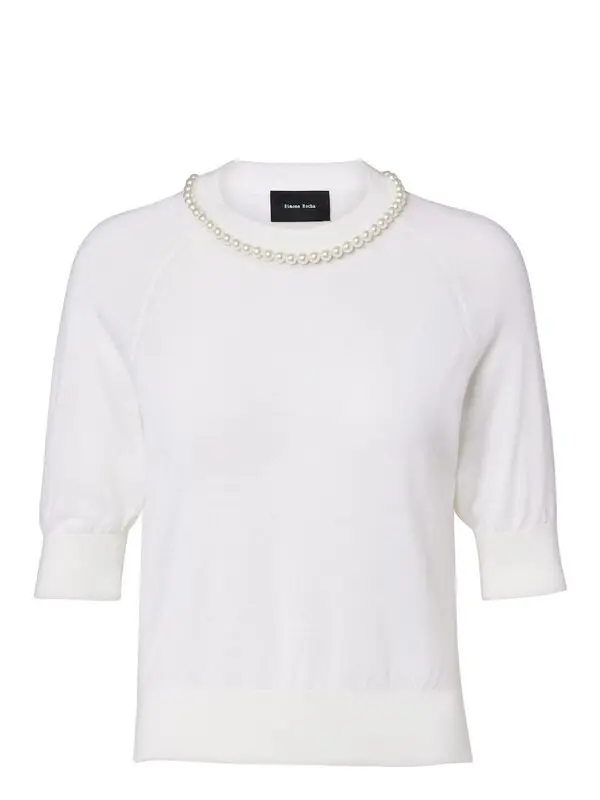 Simone Rocha Embellished Wool And Silk Top - White