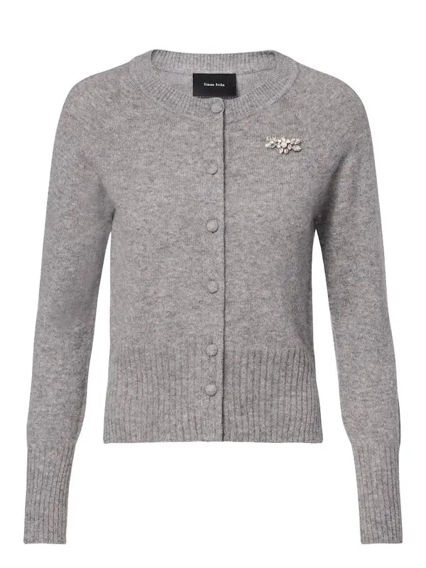 Simone Rocha Embellished Cashmere Cardigan - Grey