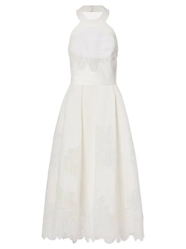 Elie Saab Embroidered Halterneck Cocktail Dress - White