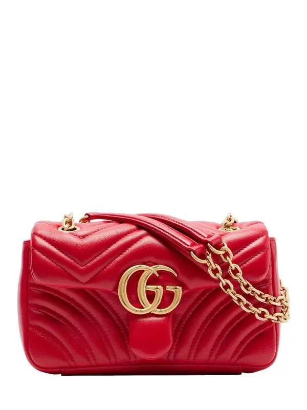 Gucci Gg Marmont Small Leather Shoulder Bag - Red