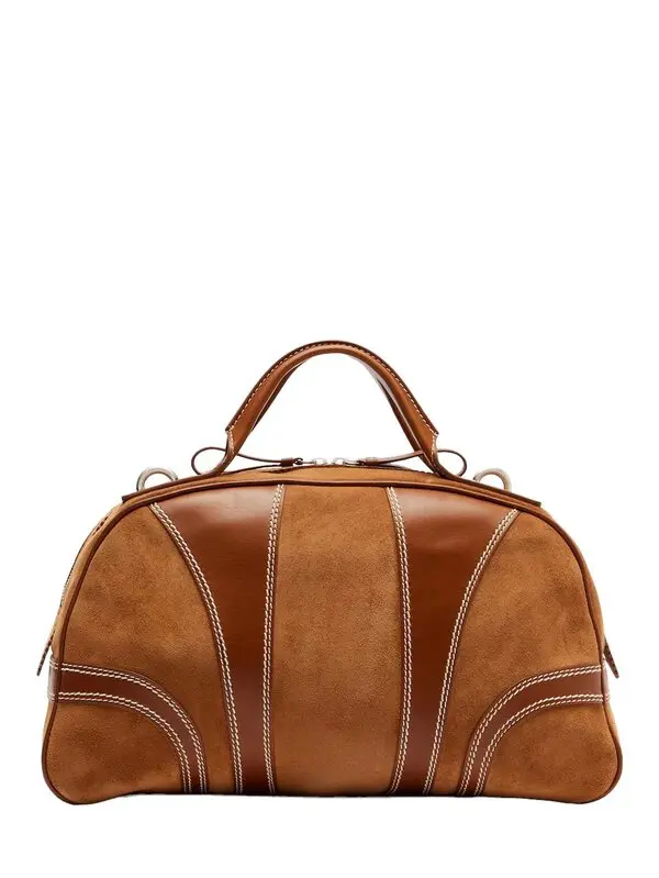 Dries Van Noten Leather-trimmed Suede Top-handle Bag - Brown