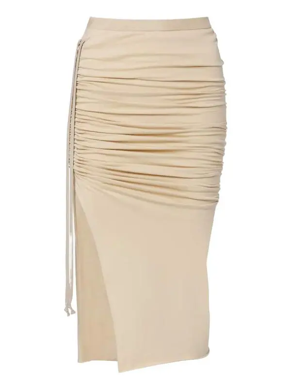 Rick Owens Cotton Jersey Midi Skirt - Beige