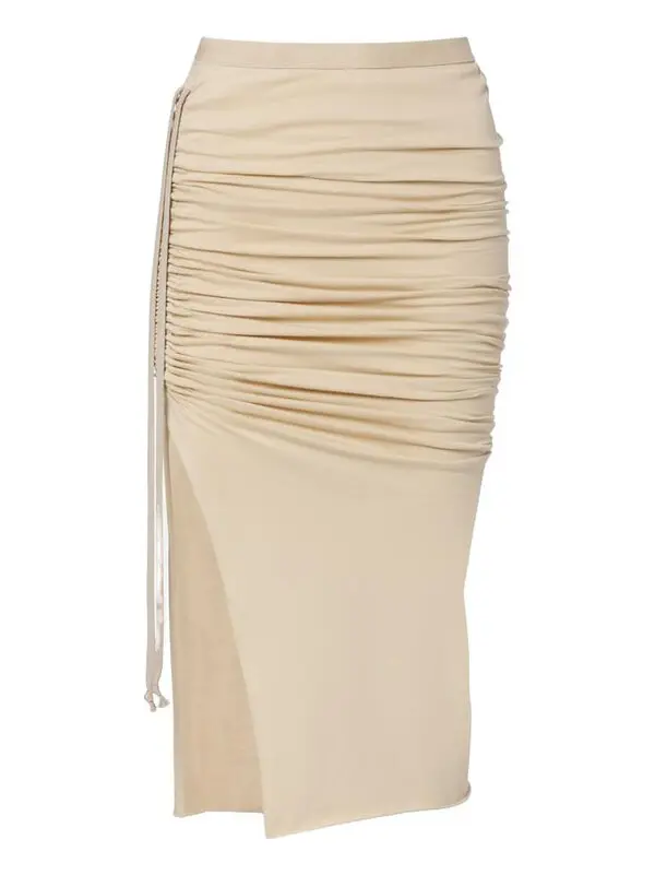 Rick Owens Cotton Jersey Midi Skirt - Beige
