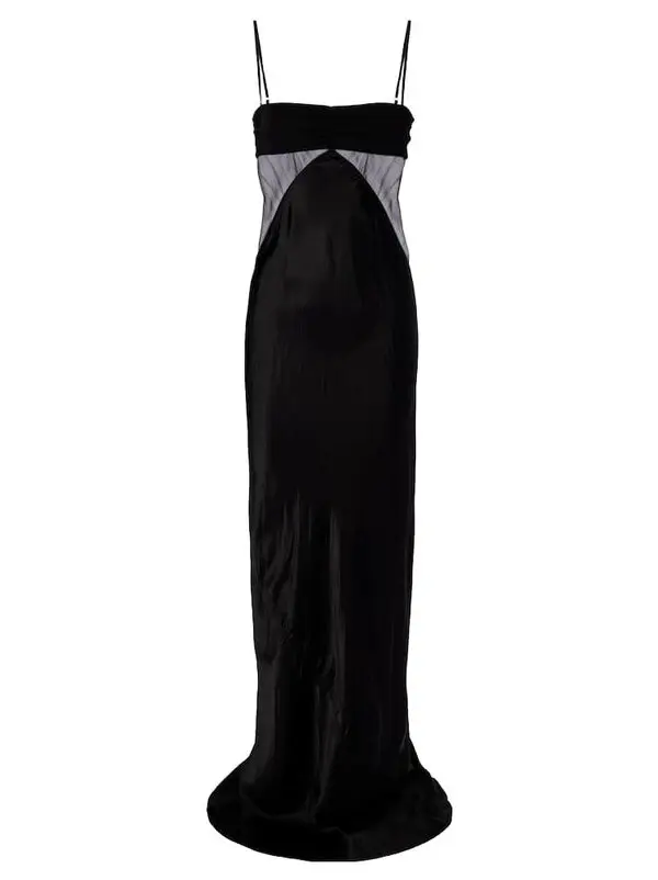 Rick Owens Silk-trimmed Satin Gown - Black