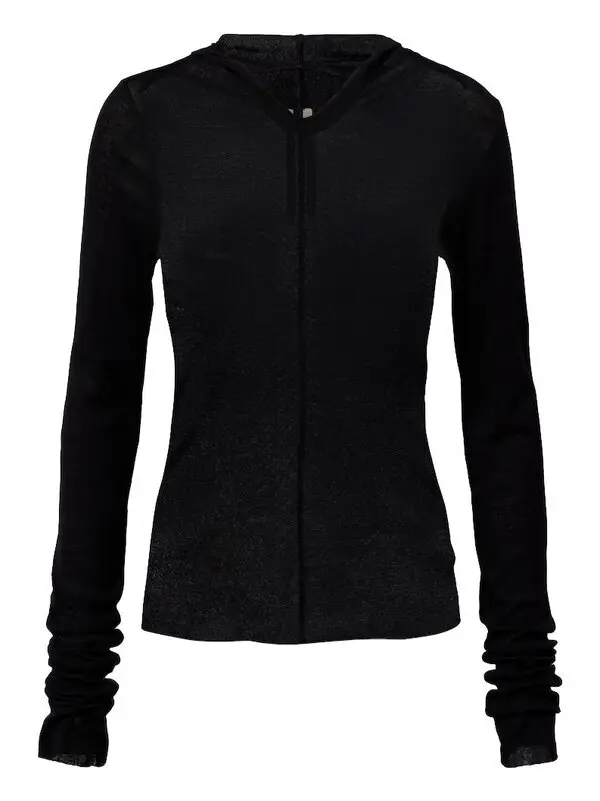 Rick Owens Cotton Jersey Long Sleeve Top - Black