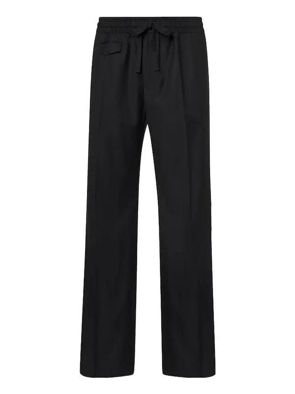 Dolce & Gabbana Virgin Wool Twill Wide-leg Pants - Black