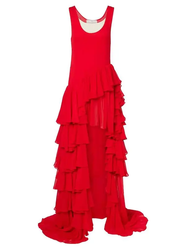 XU ZHI Tie Asymmetric Maxi Dress - Red