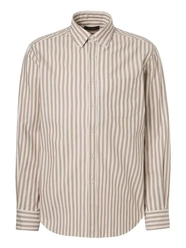 SLOWEAR Striped Cotton Shirt - Beige