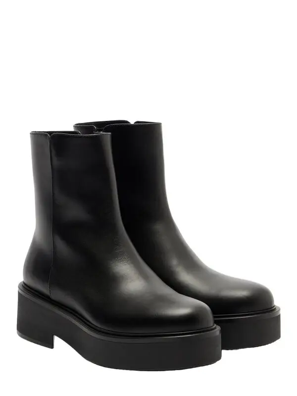 GIANVITO ROSSI Hiro Leather Platform Ankle Boots - Black