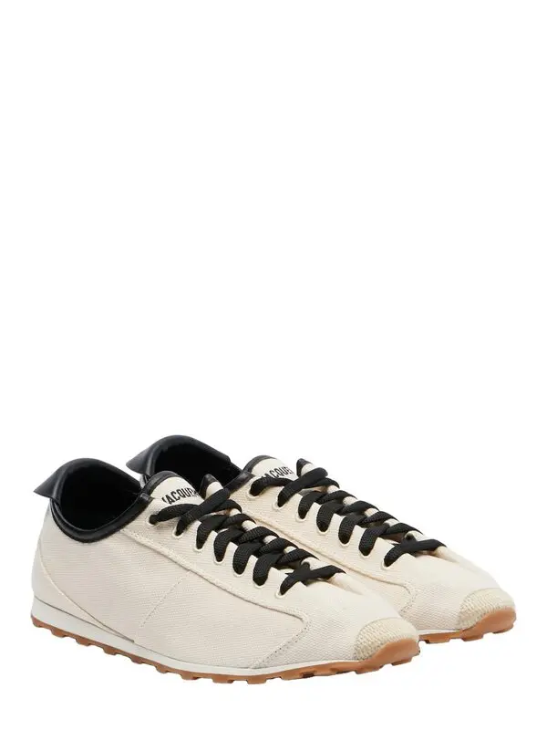 Jacquemus Leather-trimmed Canvas Sneakers - Beige
