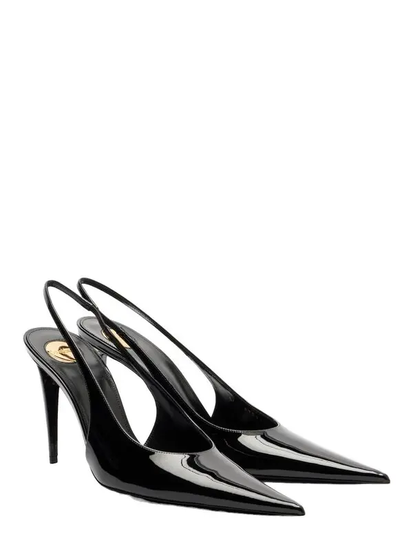 Saint Laurent Guermantes 95 Patent Leather Slingback Pumps - Black