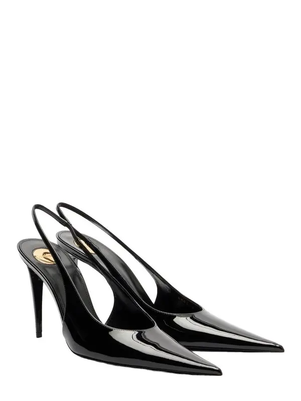 Saint Laurent Guermantes 95 Patent Leather Slingback Pumps - Black