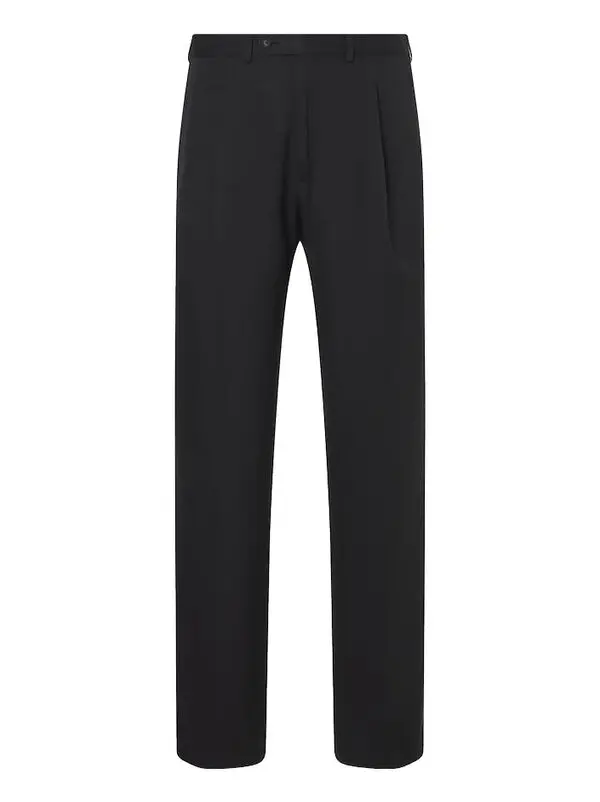 SAMAN AMEL Navy Heavy Silk Wide-leg Pants - Black