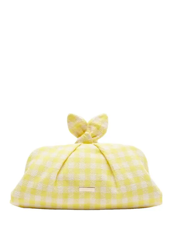 AQUAZZURA Bow-detail Checked Clutch - Yellow