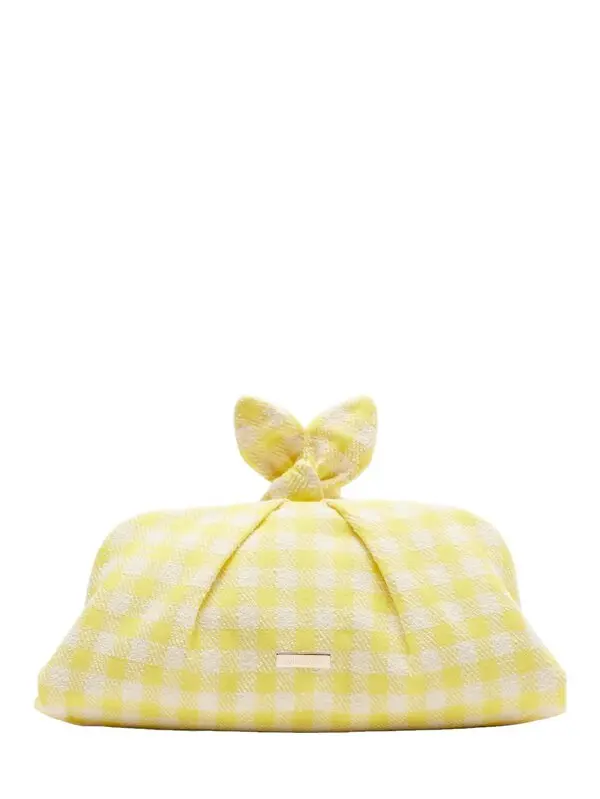 AQUAZZURA Bow-detail Checked Clutch - Yellow