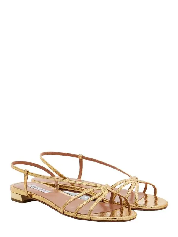 AQUAZZURA Talk To Me Snake-effect Leather Sandals - Gold