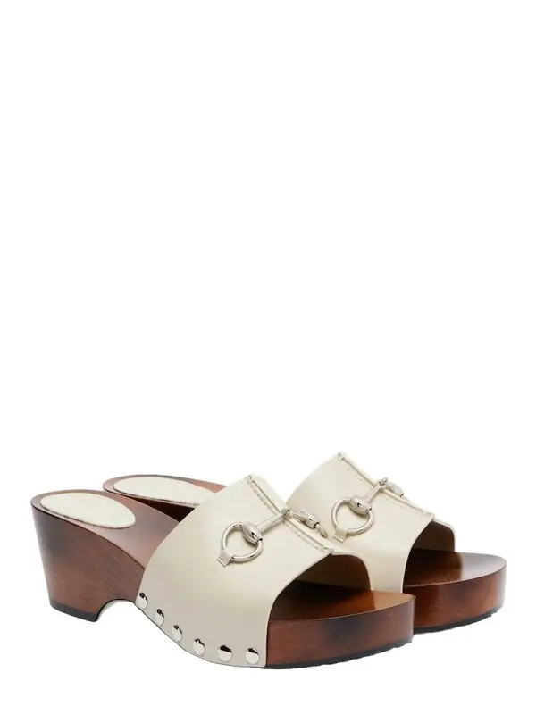 Gucci Horsebit Leather Clogs - White