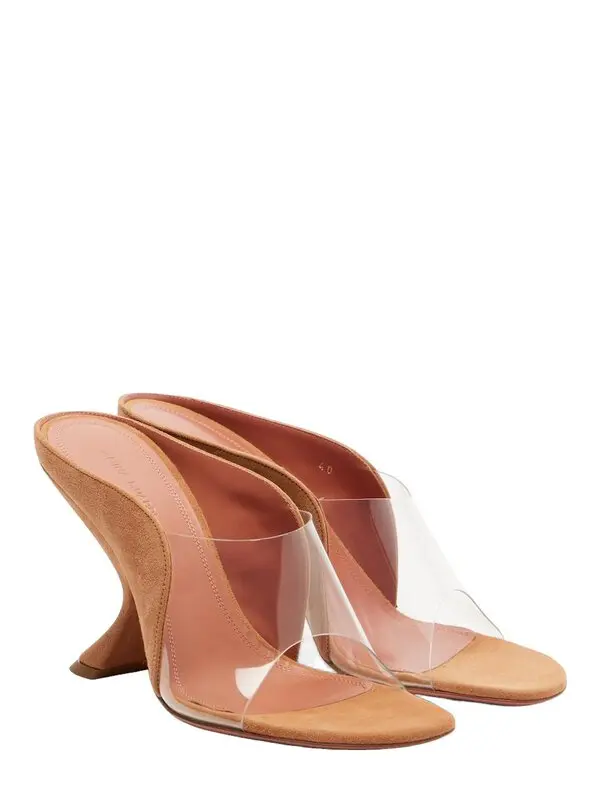 Amina Muaddi Mackenzie Pvc And Suede Mules - Brown