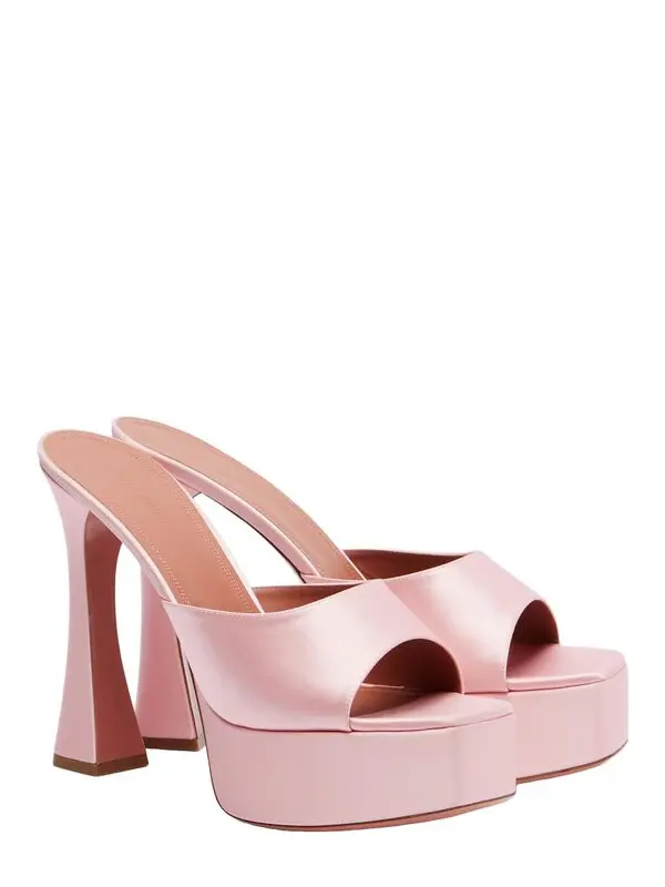 Amina Muaddi Dalida Platform Mules - Pink
