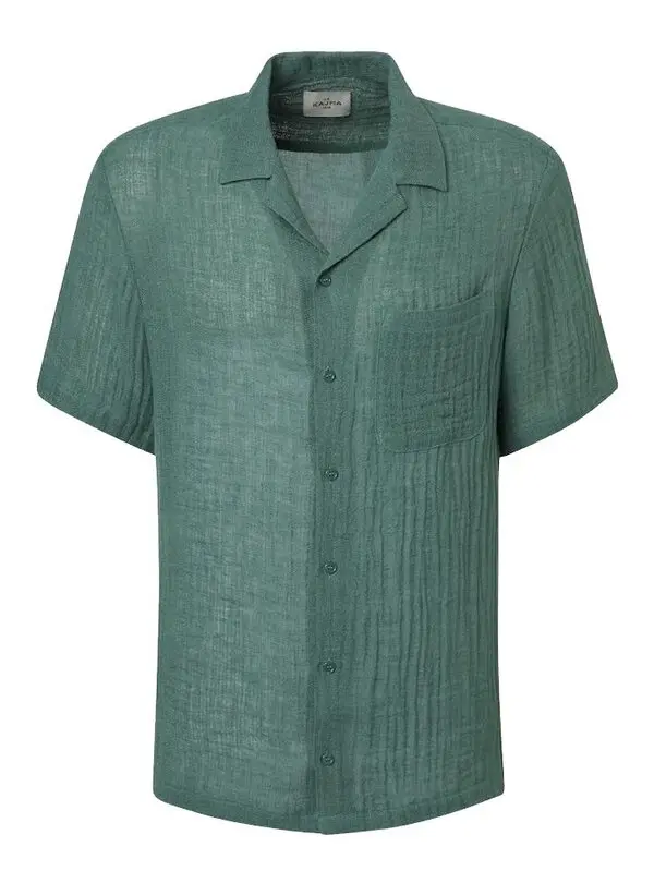 Le Kasha Botad Linen Bowling Shirt - Green