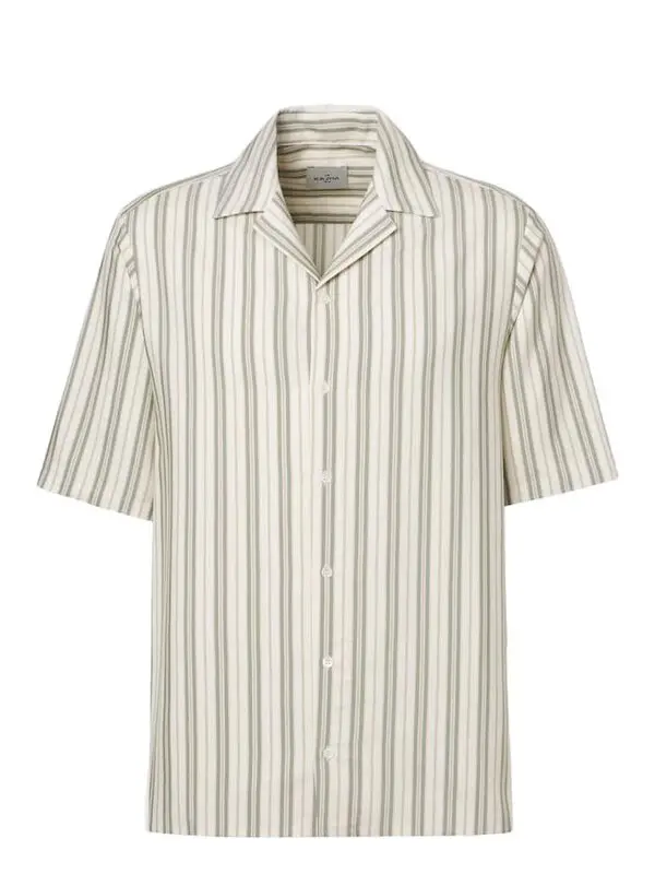 Le Kasha Striped Silk Bowling Shirt - Green