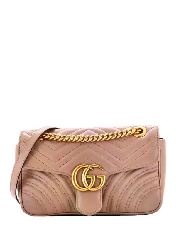 Gucci Gg Marmont Flap Bag Matelasse Leather Medium - Neutrals
