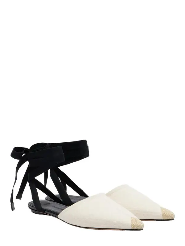 Jacquemus Embroidered Canvas Flats - Beige