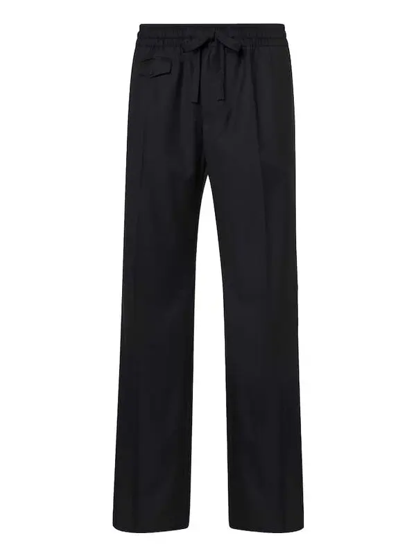 Dolce & Gabbana Virgin Wool Twill Wide-leg Pants - Black