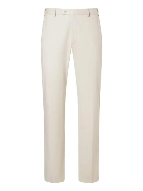 Brioni Cotton-blend Straight Pants - Beige