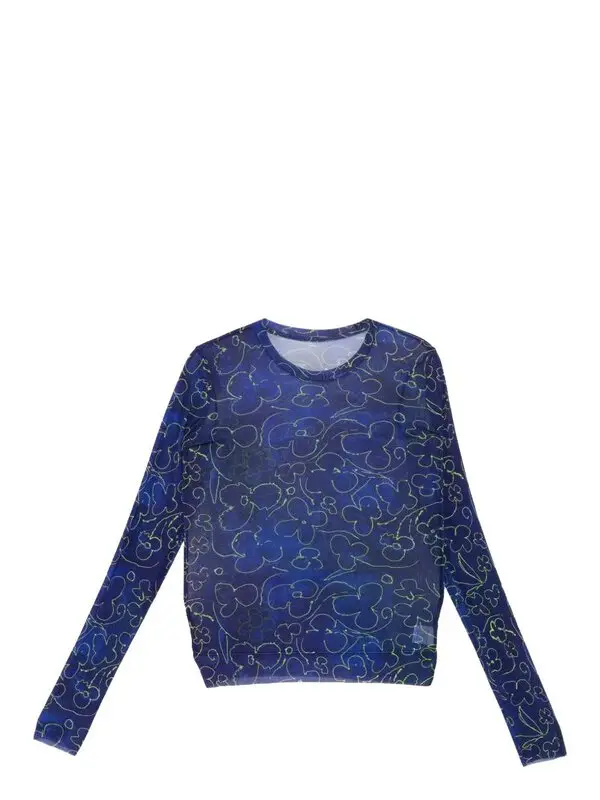 JNBY Floral Fitted Long Sleeve T-shirt - Blue