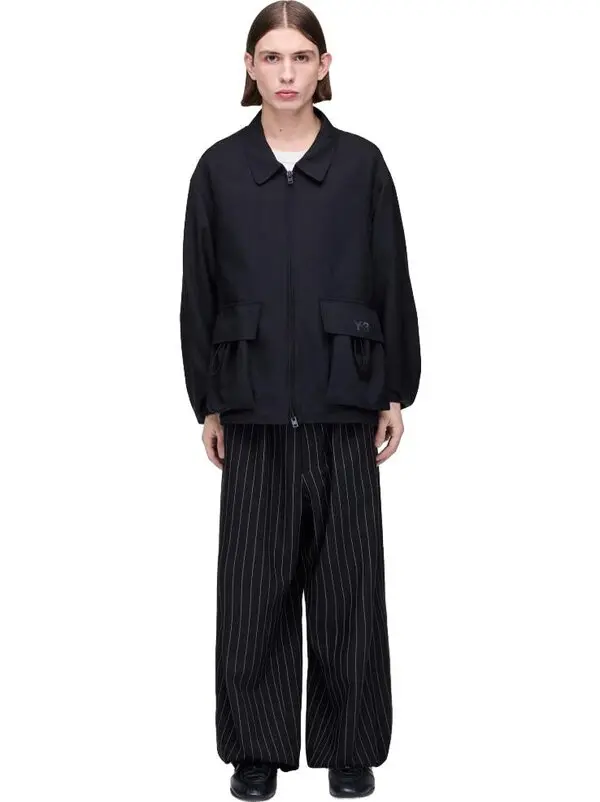 Adidas Y-3 Refined Wool Cropped Wide Leg Pants - Black / Chalk Pearl