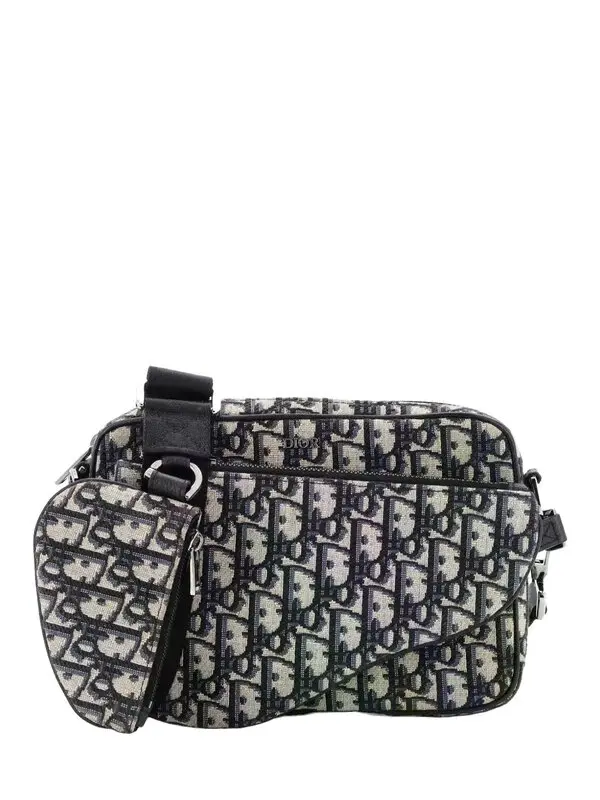 Dior Saddle Triple Pouch Oblique Canvas Crossbody Bag - Blue