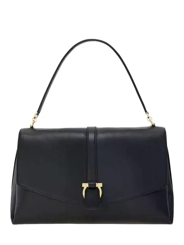FERRAGAMO Front Flap Shoulder Bag - Black