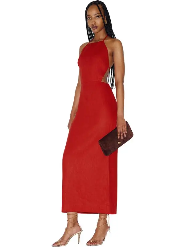 REFORMATION Trista Linen Maxi Dress - Red