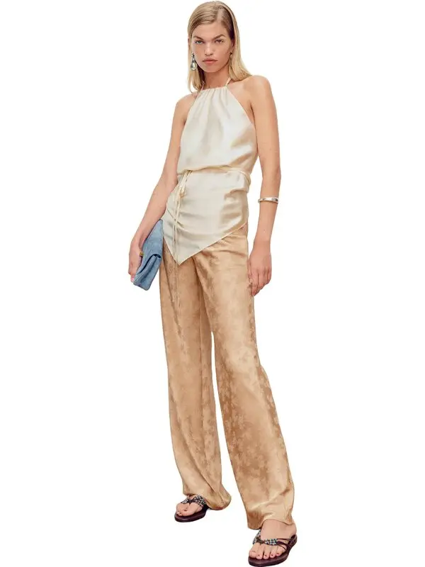 REFORMATION Gale Mid Rise Bias Pant - Gold