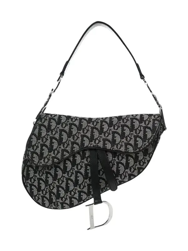 Dior 2003 Saddle Canvas Tote Bag - Black