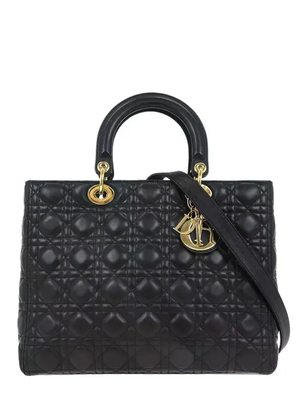 Dior 2017 Lady Cannage Leather Tote Bag - Black