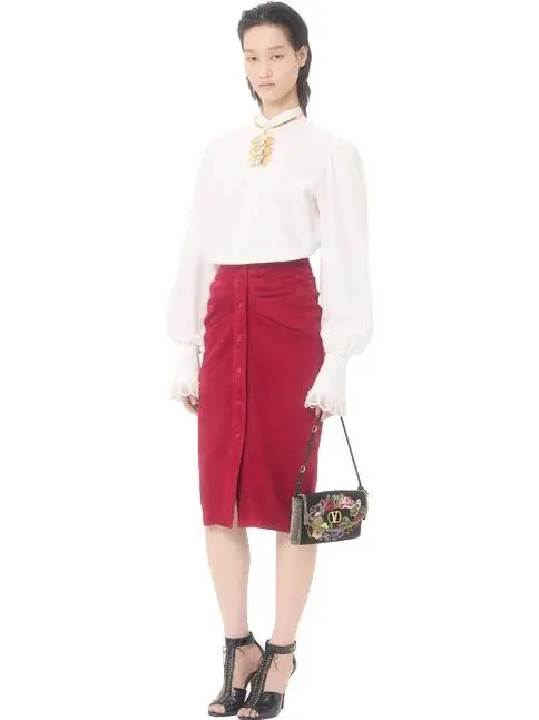 Valentino Garavani Suede Skirt - Red