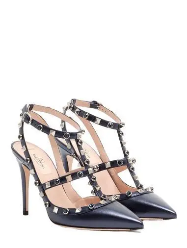 Valentino Garavani Rockstud Pumps With Cabochon 100mm - Navy
