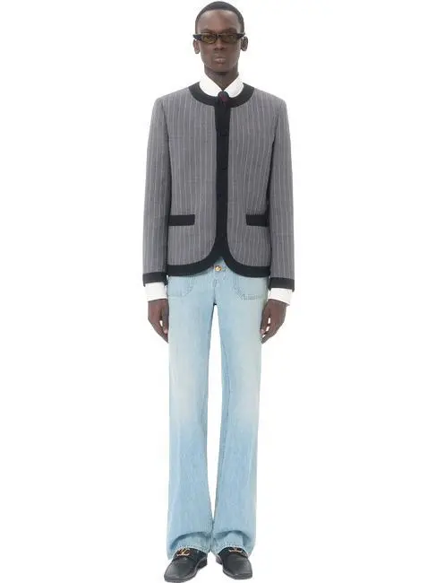 Valentino Garavani Pants With Gold Buttons - Denim